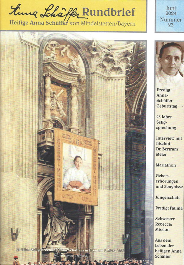 Rundbrief - Hl. Anna Schäffer - Anna Schäffer